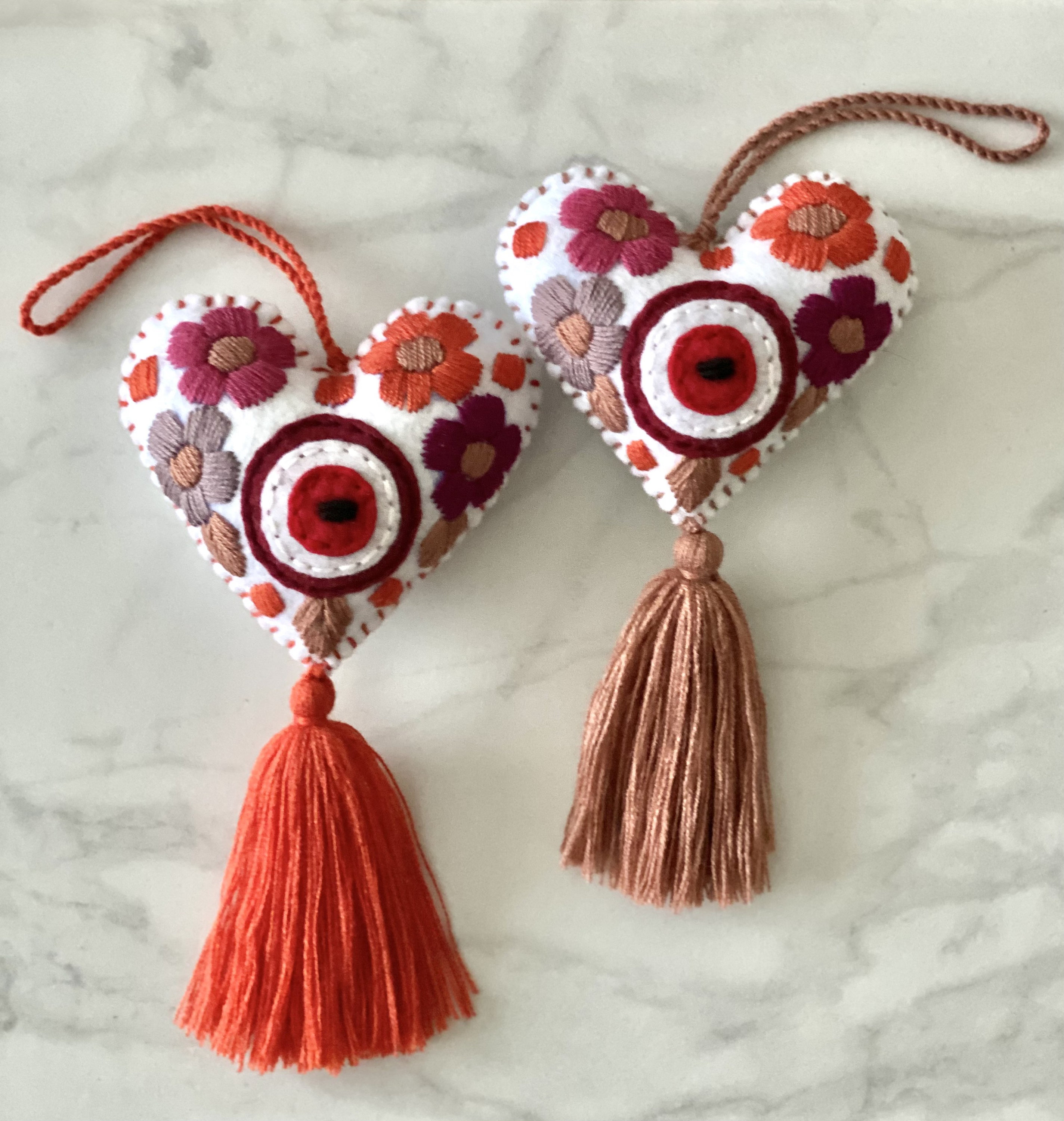 Evil Eye Heart Tassel Embroidered Evil Eye Tassel Accessory | Etsy