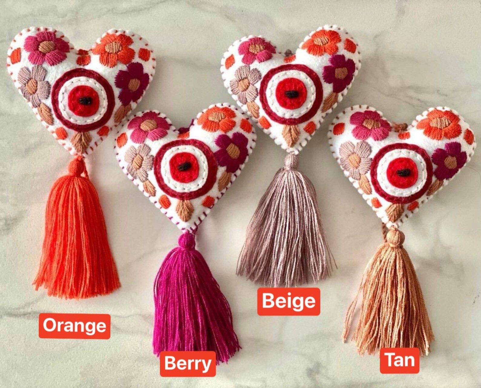 Evil Eye Heart Tassel Embroidered Evil Eye Tassel Accessory | Etsy