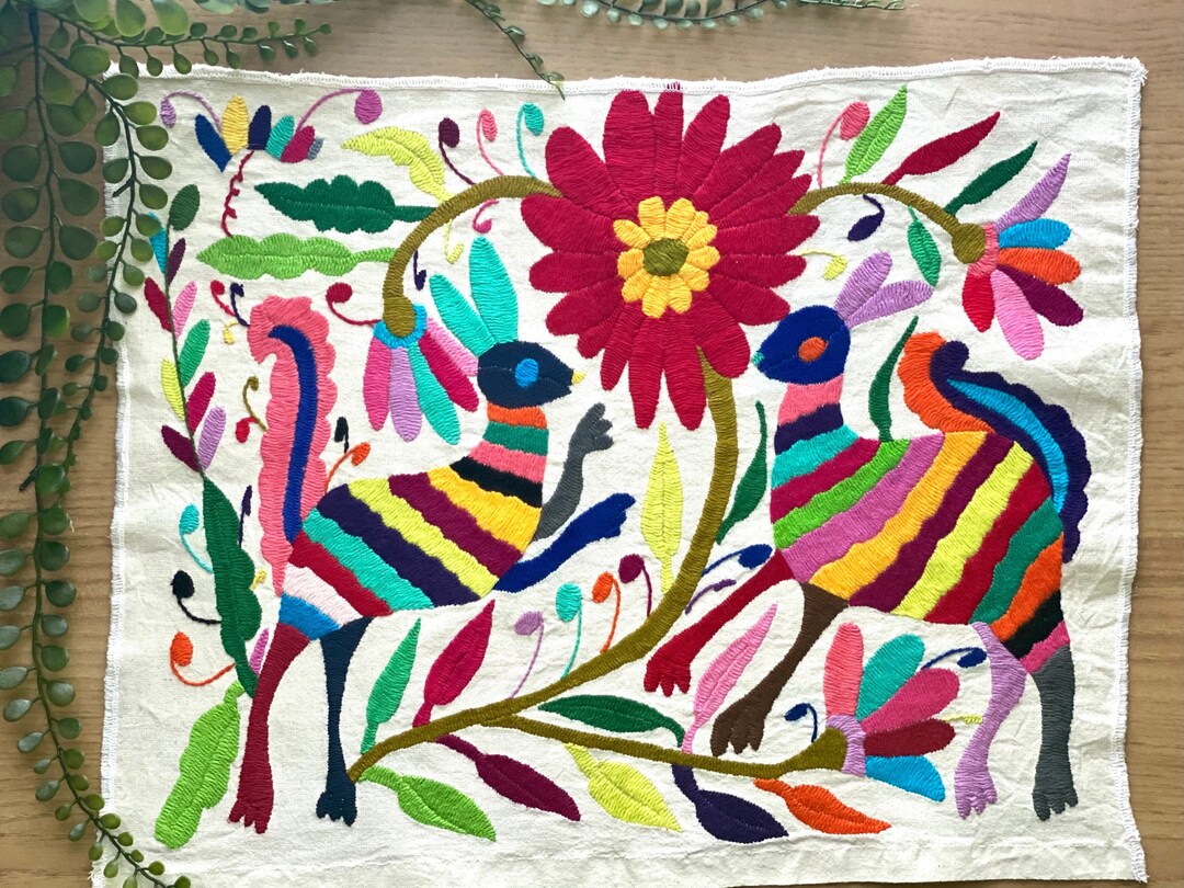 Hand Embroidered Otomi Placemat: Colorful Mexican Art - Etsy
