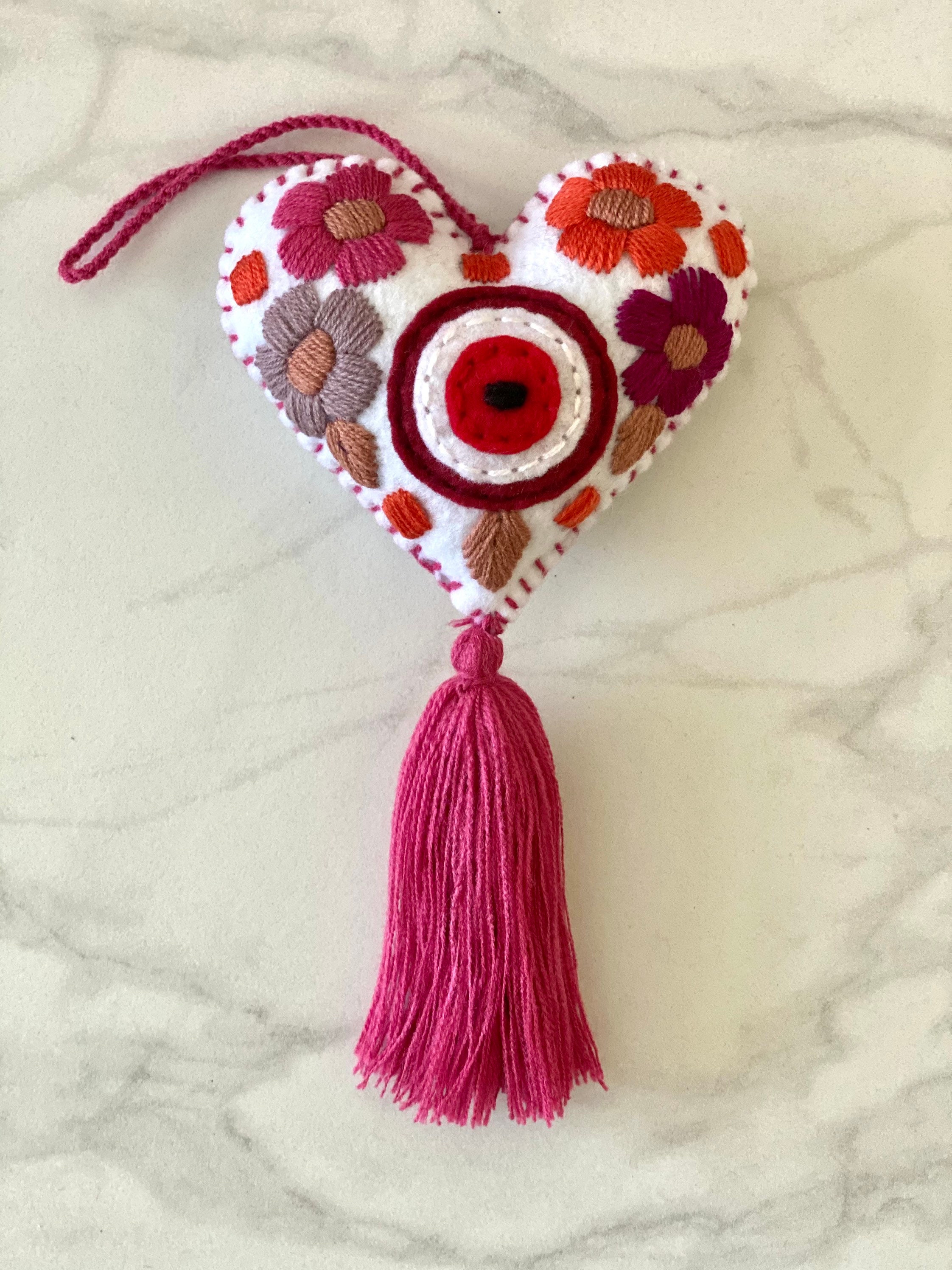 Evil Eye Heart Tassel Embroidered Evil Eye Tassel Accessory | Etsy