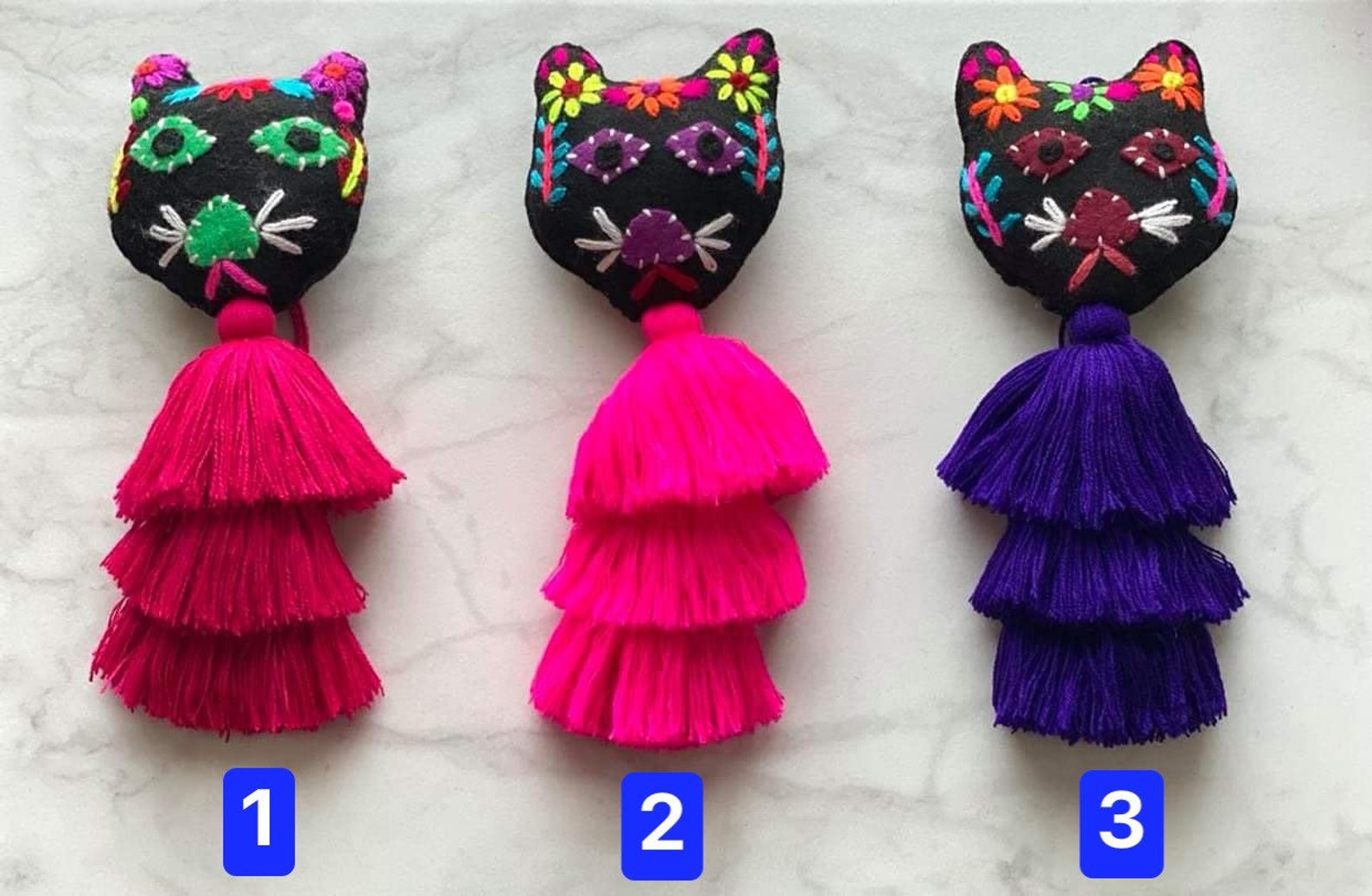 Embroidered Cat Tassel Dia De Los Muertos Gato Cat Gift - Etsy