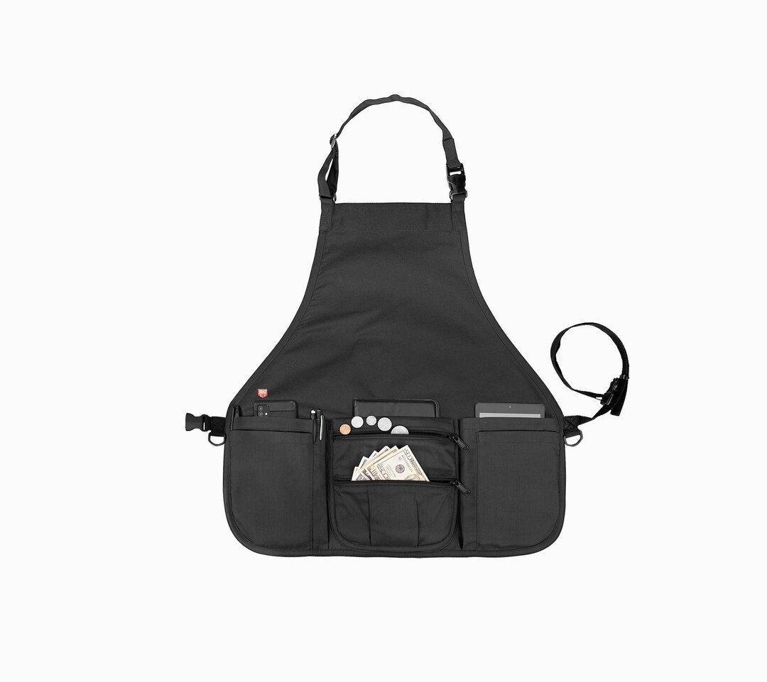 Apron, Black, Multiple Pockets, Quick Release Waist and Neck Strap ...