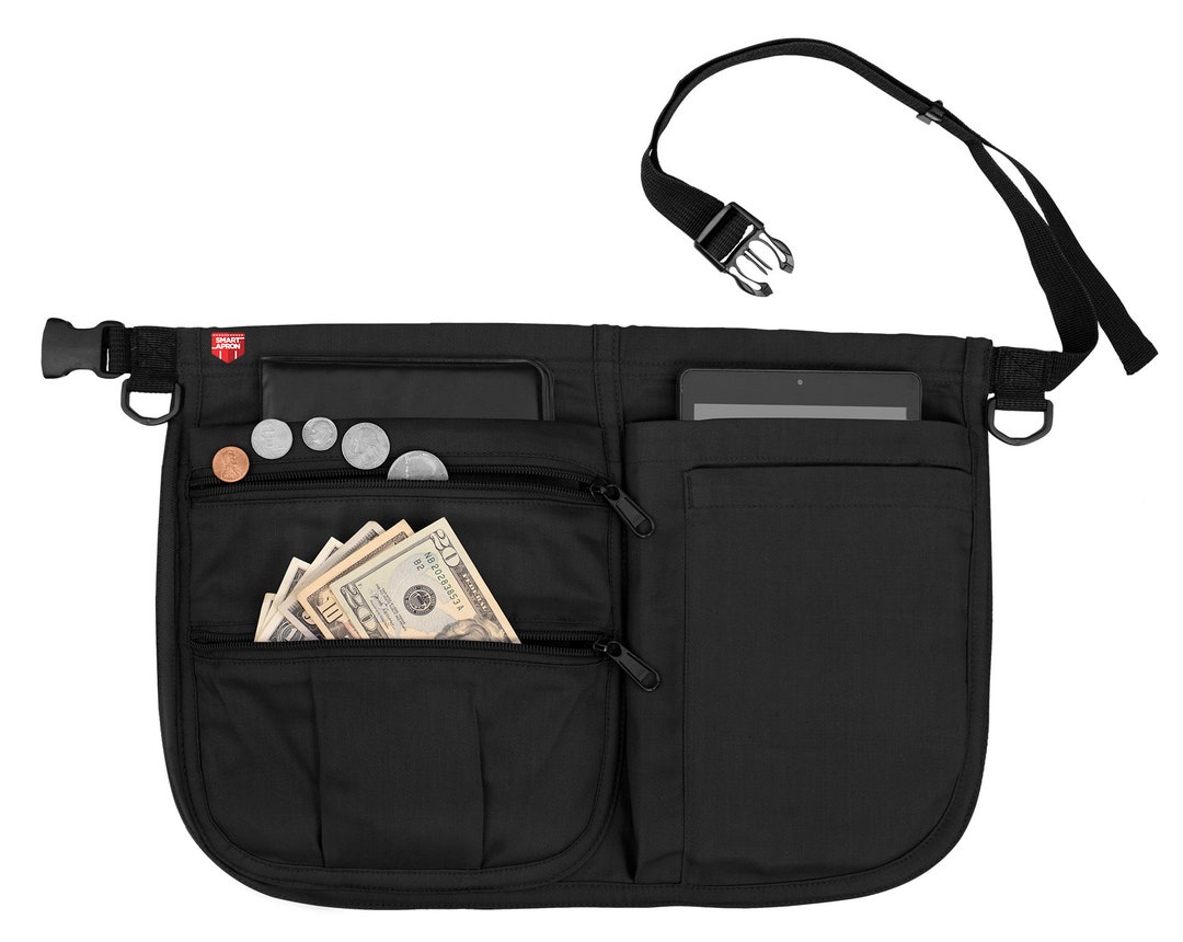Smart Apron Mini Waist Apron 5 Pockets With Zippers & Adjustable Clip ...