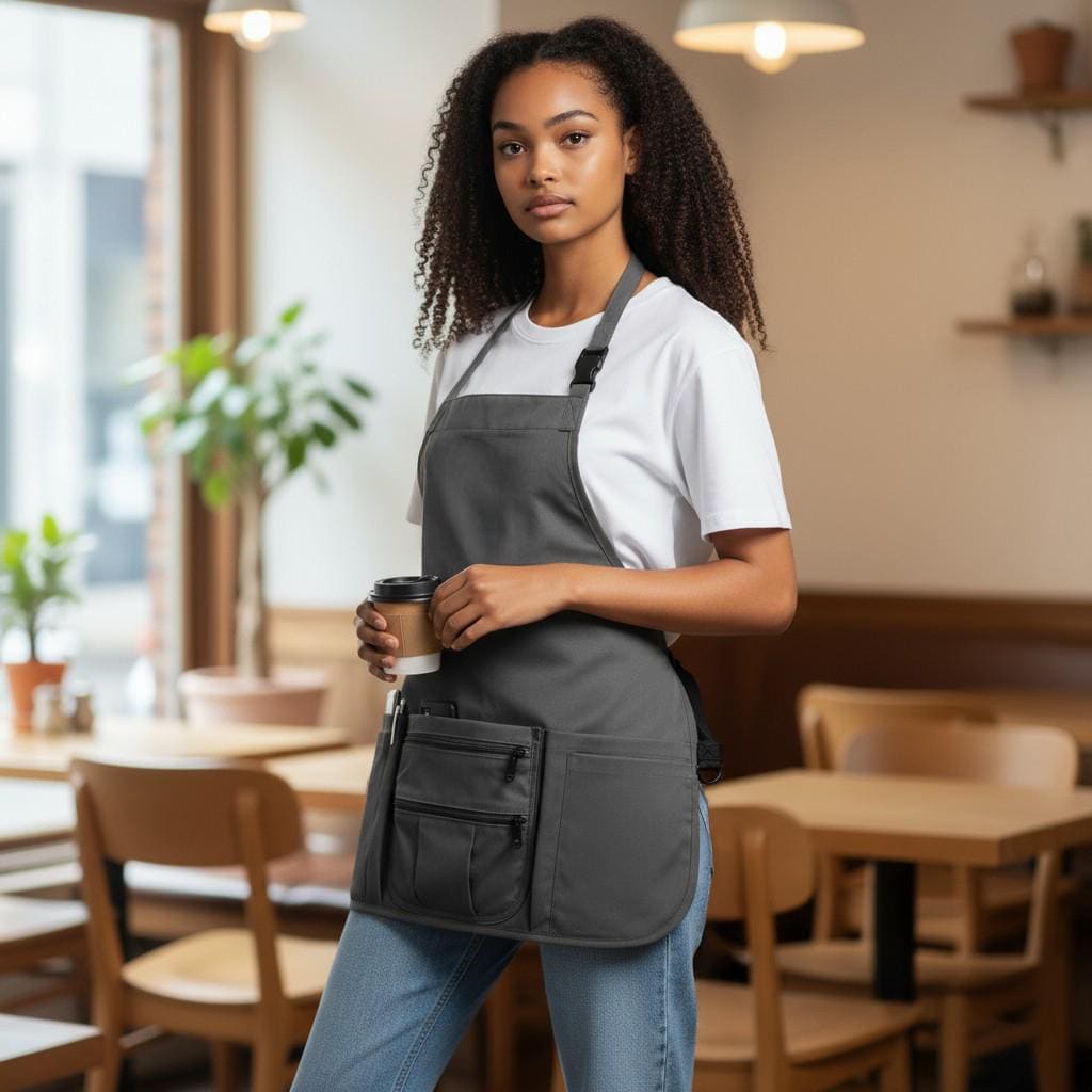 Apron, Black, Multiple Pockets, Quick Release Waist and Neck Strap ...
