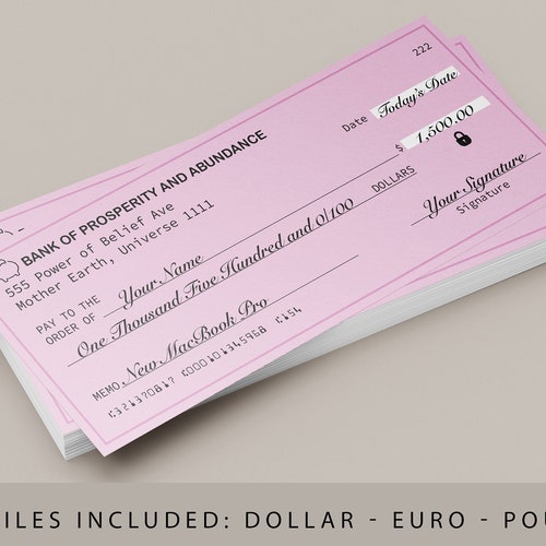 Printable Blank Abundance Checks for Your Vision Board Law of - Etsy