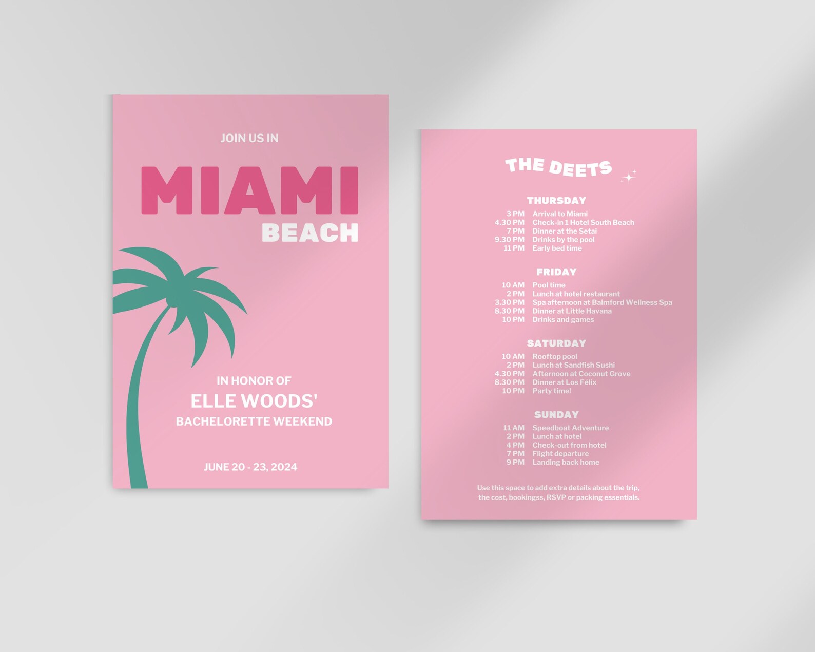 Bachelorette Invite Template Miami Beach | Editable Coastal Weekend ...