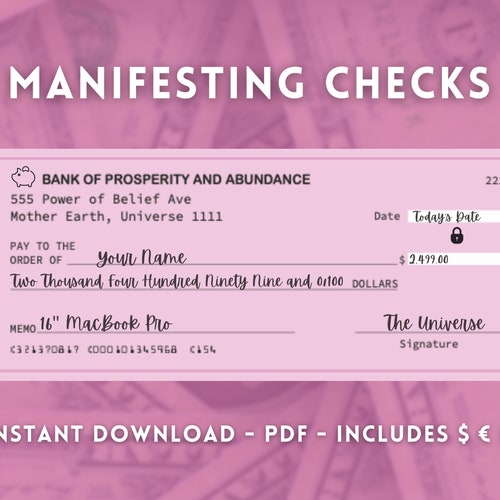 Printable Blank Abundance Checks for Your Vision Board Law of - Etsy