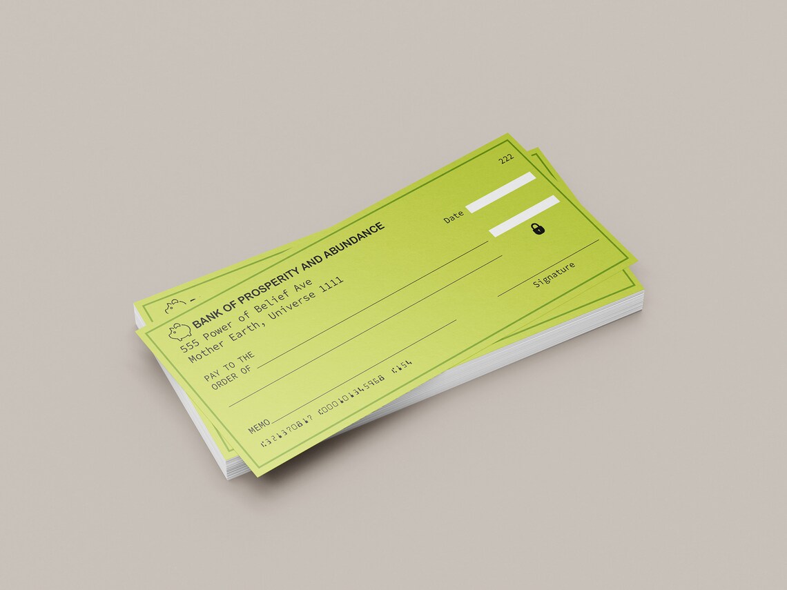 Manifestation Checks Printable Cheque Law of Attraction Manifesting ...
