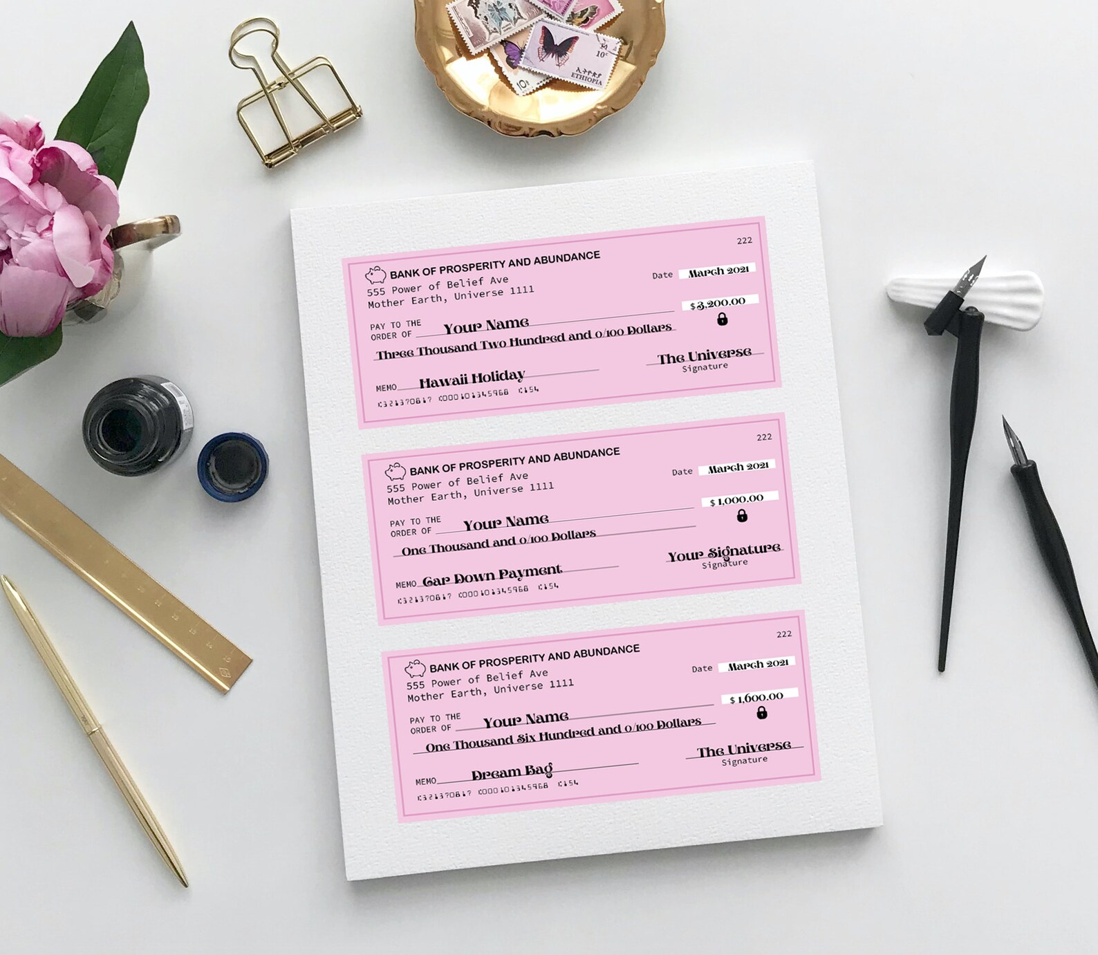 Manifestation Checks Printable Cheque Law of Attraction Manifesting ...