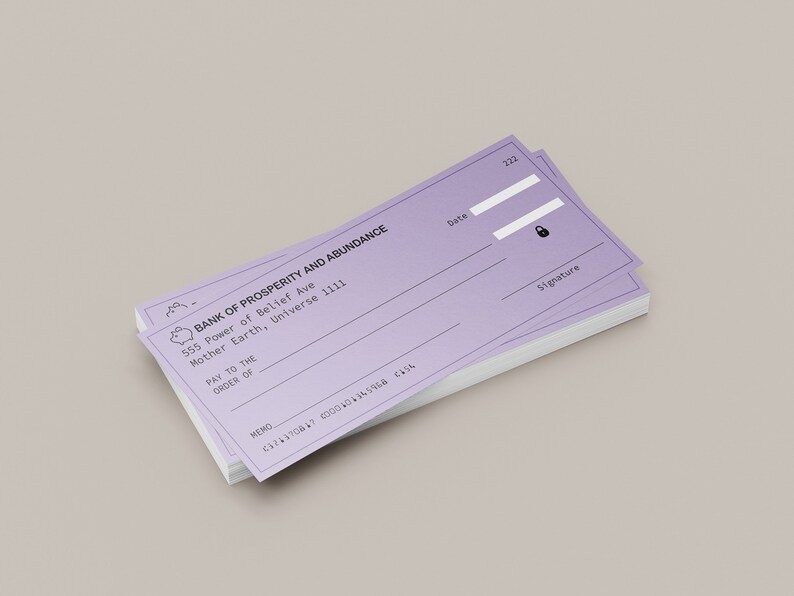 Manifestation Checks - Printable Cheque - Law of Attraction ...