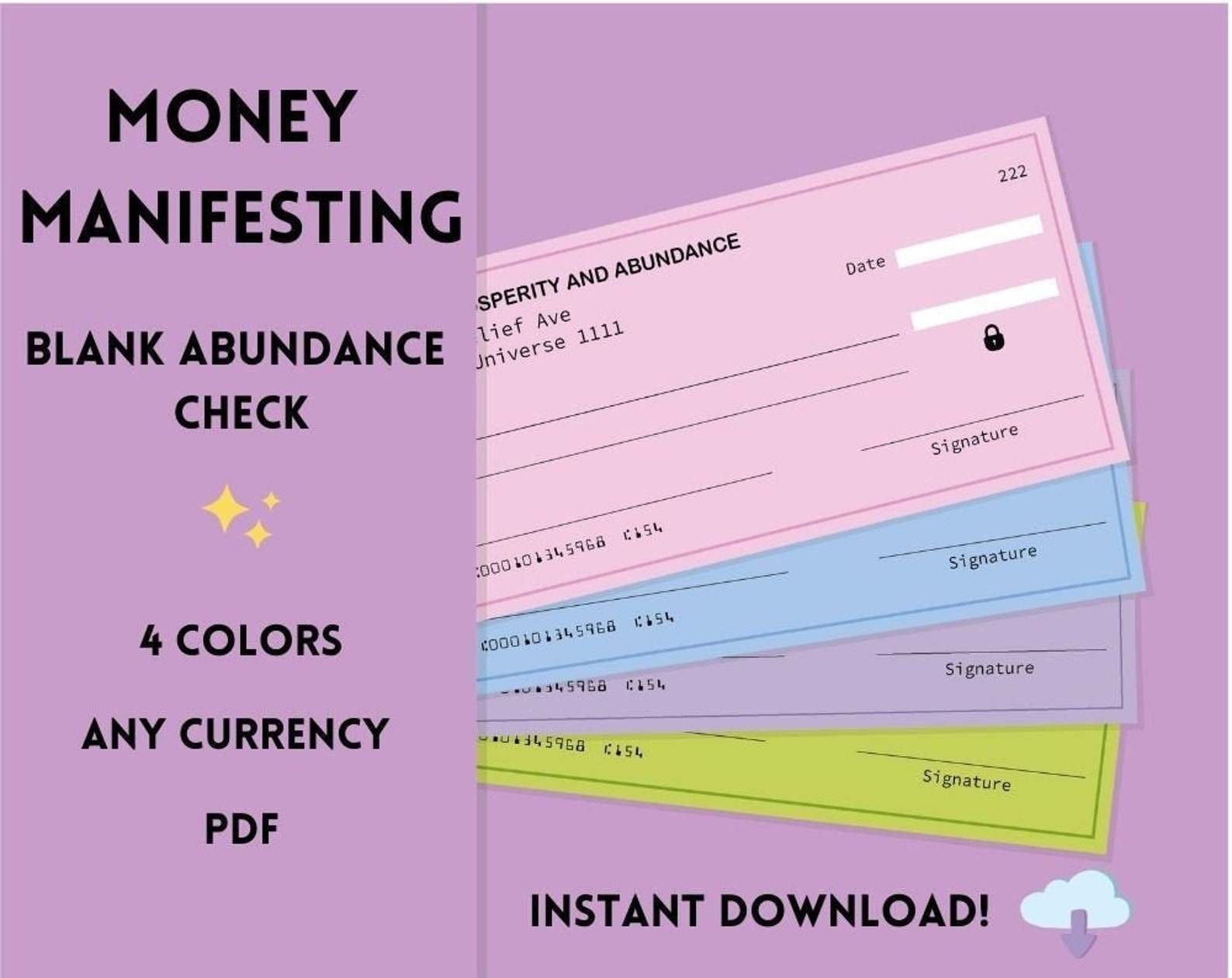 Manifestation Checks - Printable Cheque - Law of Attraction ...