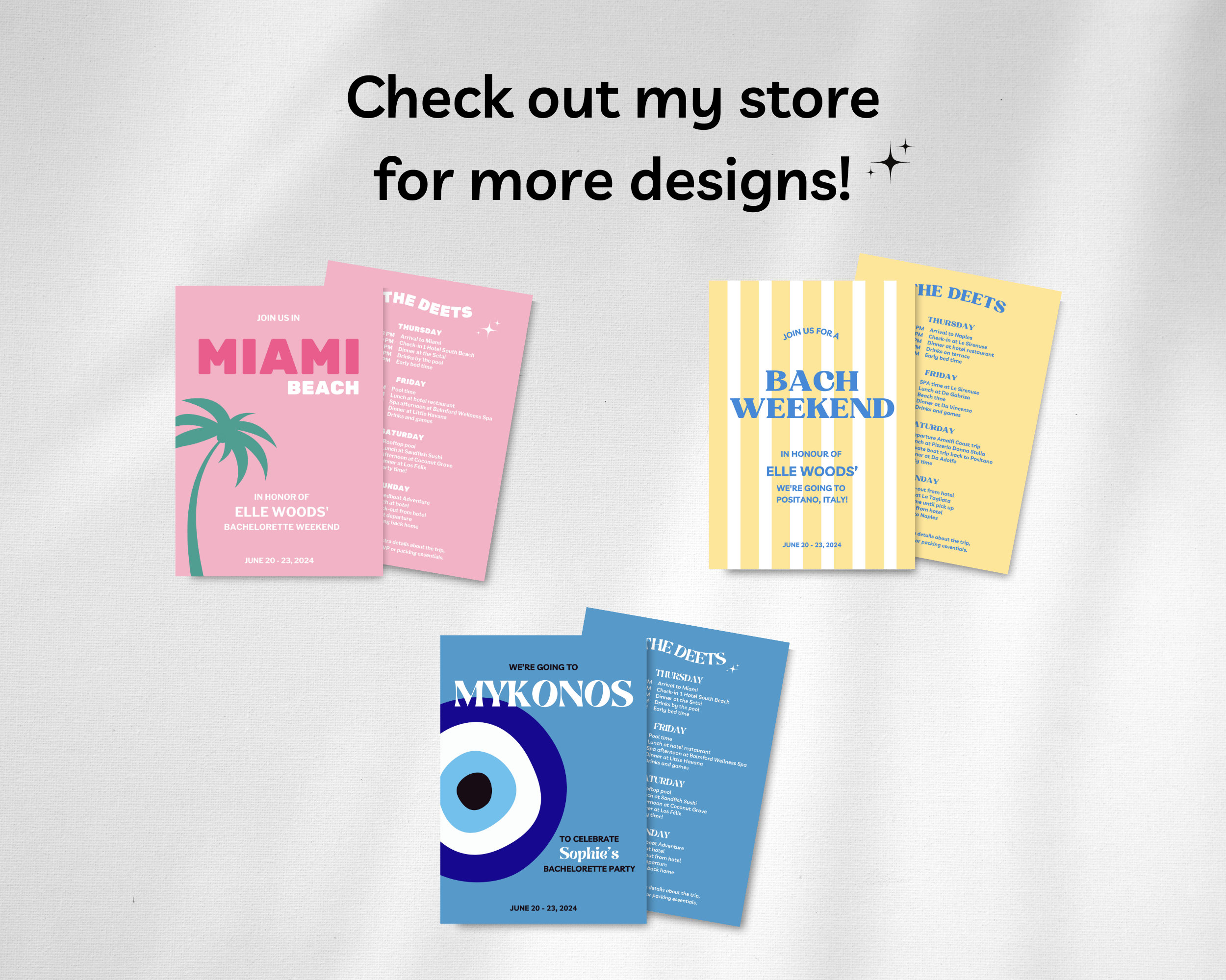 Bachelorette Invite Template Miami Beach Editable Coastal Weekend ...