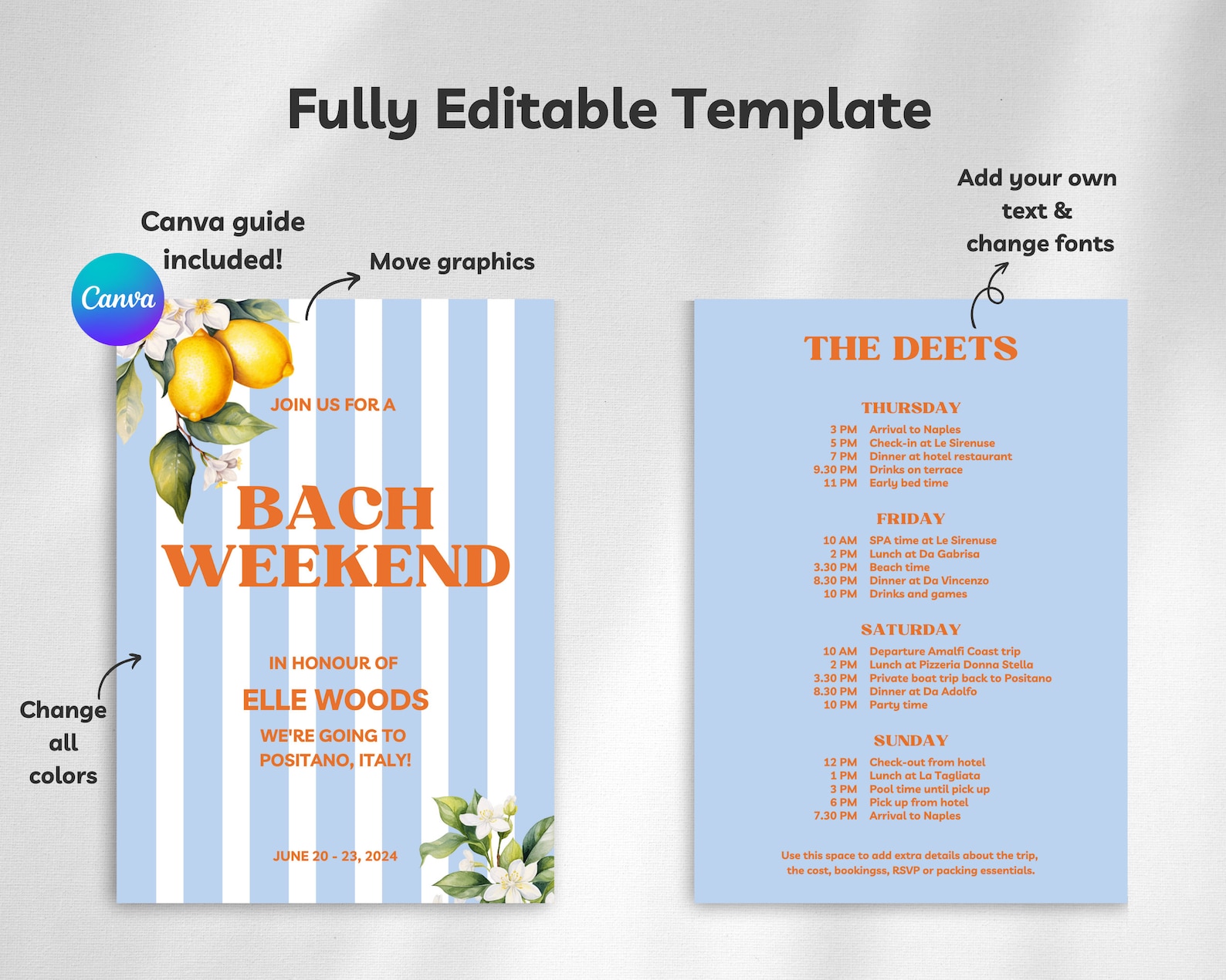 Mediterranean Coastal Bachelorette Invitation | Birthday | Italian ...