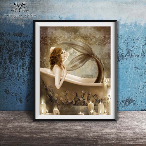 Bath Time Mermaid Art Print / Fantasy Artwork / Selina Fenech - Etsy