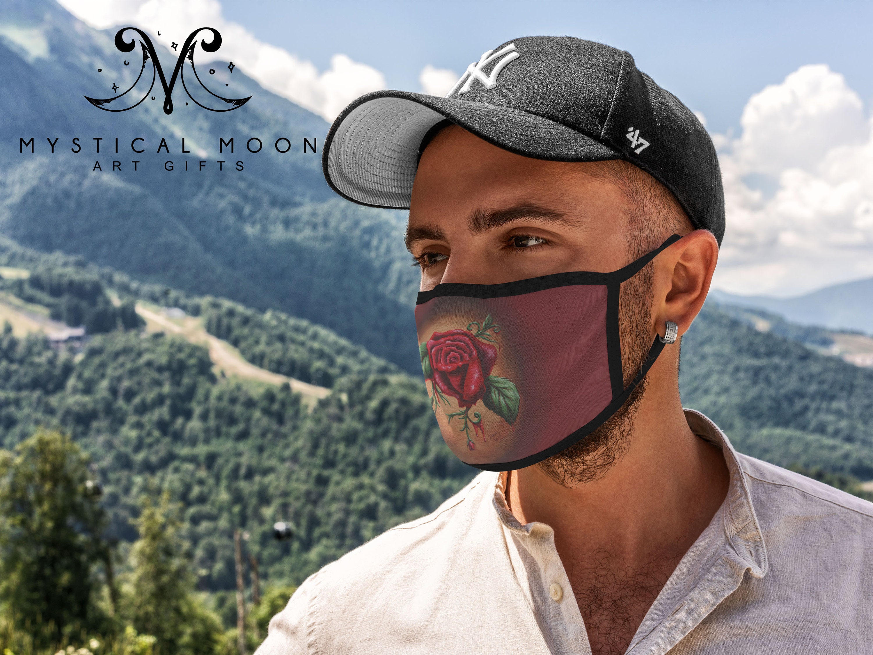 Rose Facemask / Fantasy Art Facemask / Deanna Davoli /flower - Etsy