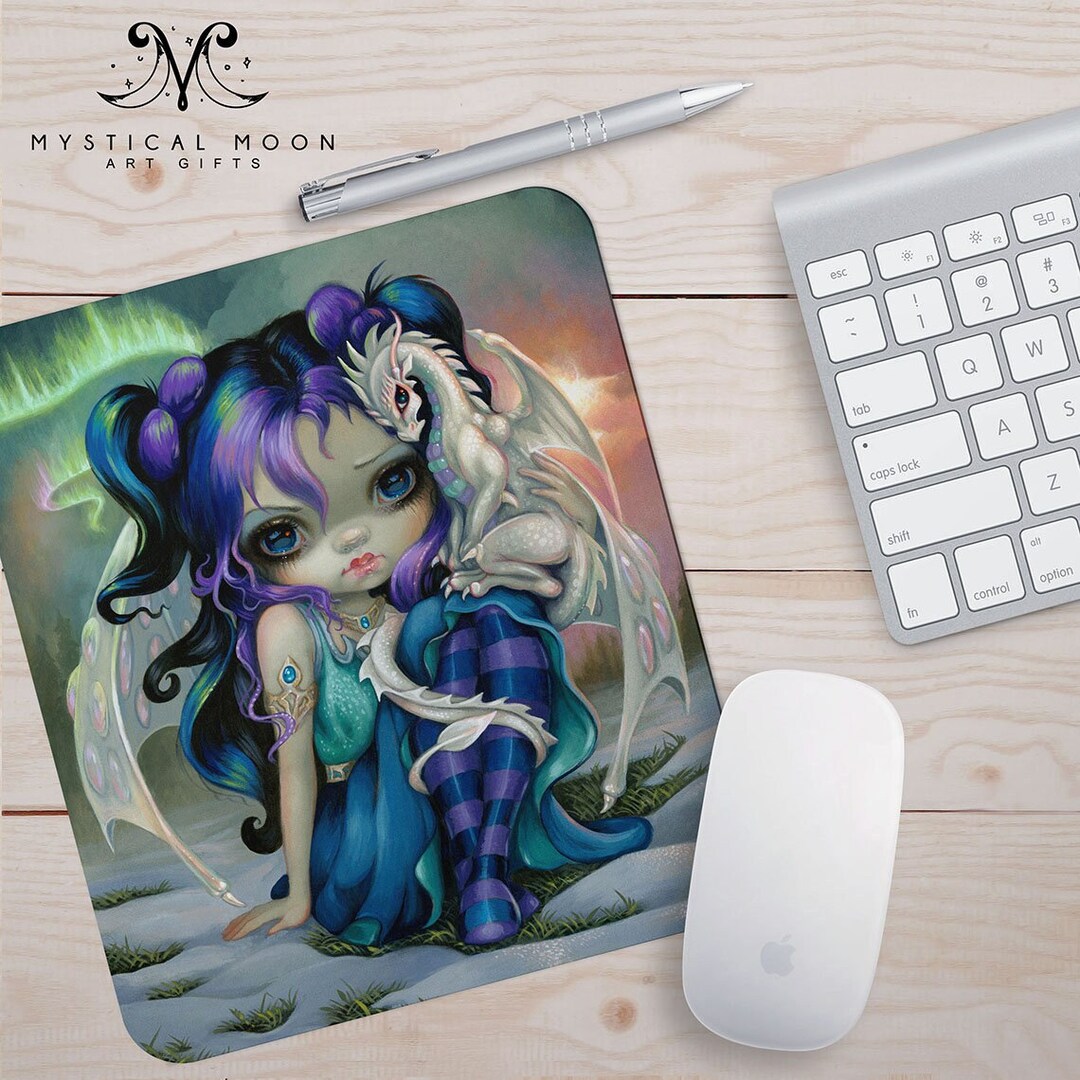 Frost Dragon Fairy Mousepad / Big Eye Fantasy Art / Jasmine Becket ...
