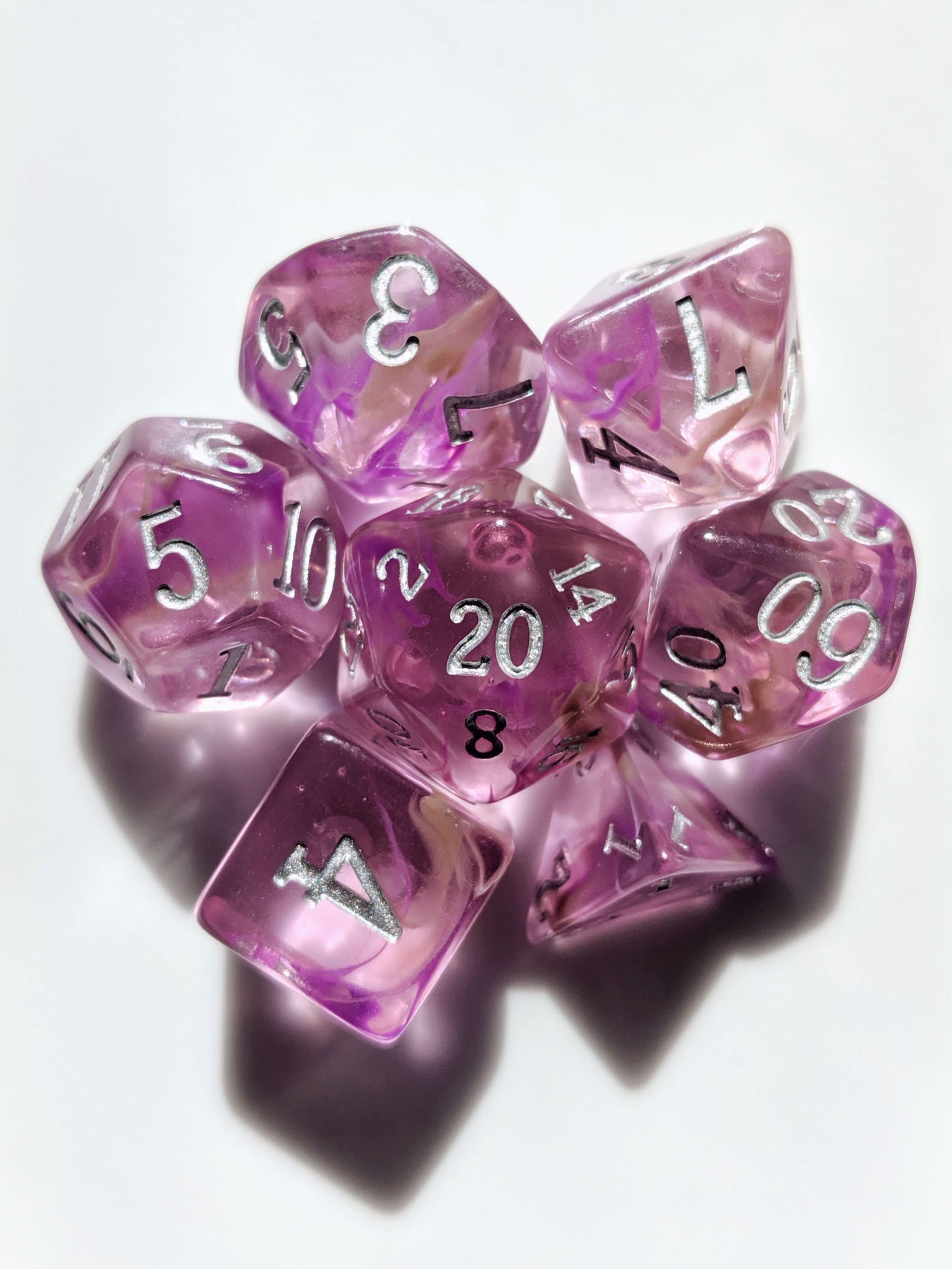 Amethyst Hidden Gem Dice 7 Piece RPG | Etsy