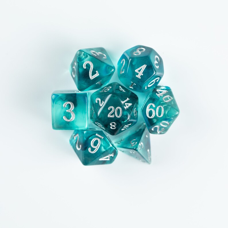 London Blue Topaz Hidden Gem Dice - 7 Piece RPG - Etsy Canada