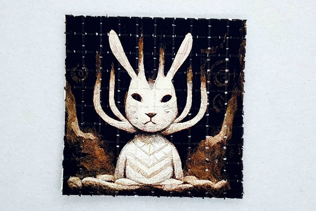 Ancient White Rabbit Blotter Art 100 Tab Sheet Psychedelic LSD Acid Art ...
