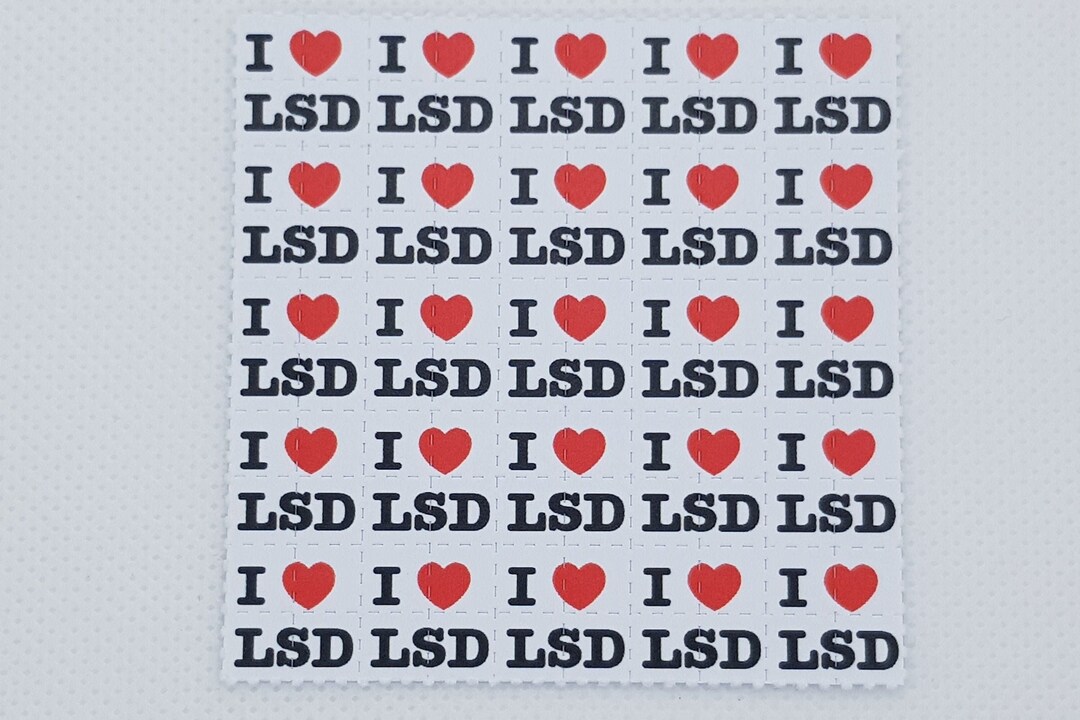 I Love Lsd Blotter Art 100 Tab Acid Sheet Print Psychedelic - Etsy
