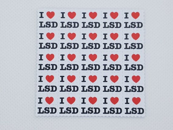I Love Lsd Blotter Art 100 Tab Acid Sheet Print Psychedelic - Etsy