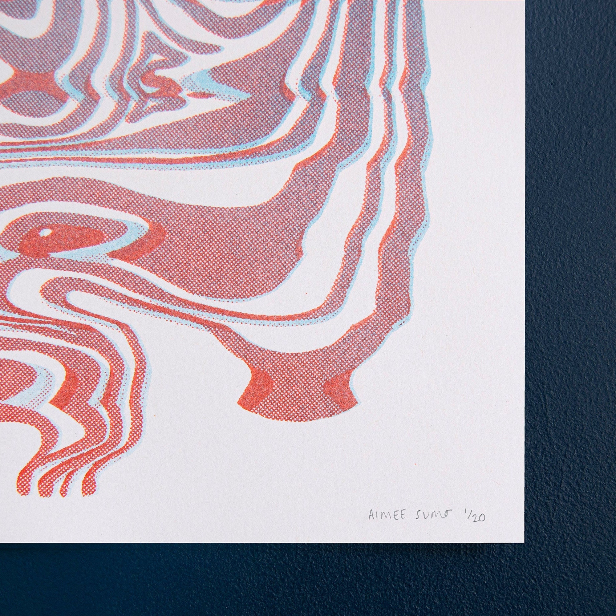 Venntrem | Red & Blue Two Colour Risograph Print | A3 Recycled Paper - Etsy