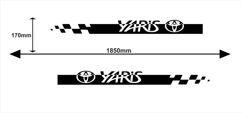 Toyota YARIS - 2pcs Side Stripe Body Decal Vinyl Graphics Sticker Logo ...