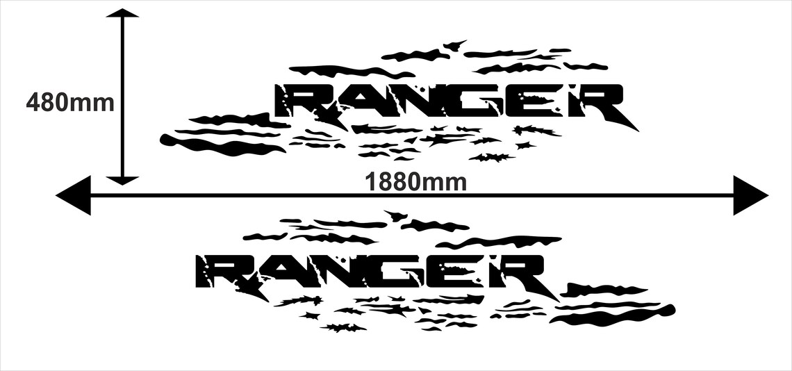 Ford RANGER- 2pcs Side Stripe Body Large Decals Vinyl Graphics Sticker ...