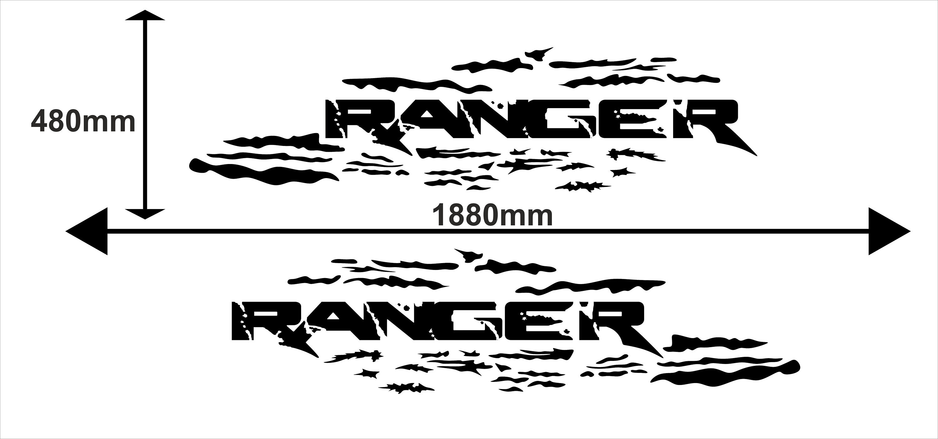 Ford RANGER- 2pcs Side Stripe Body Large Decals Vinyl Graphics Sticker ...