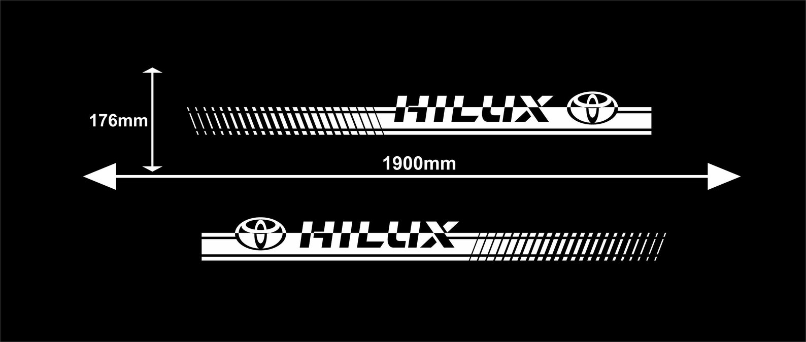 Toyota Hilux 2pcs Side Stripe Body Decal Vinyl Graphics Sticker Logo