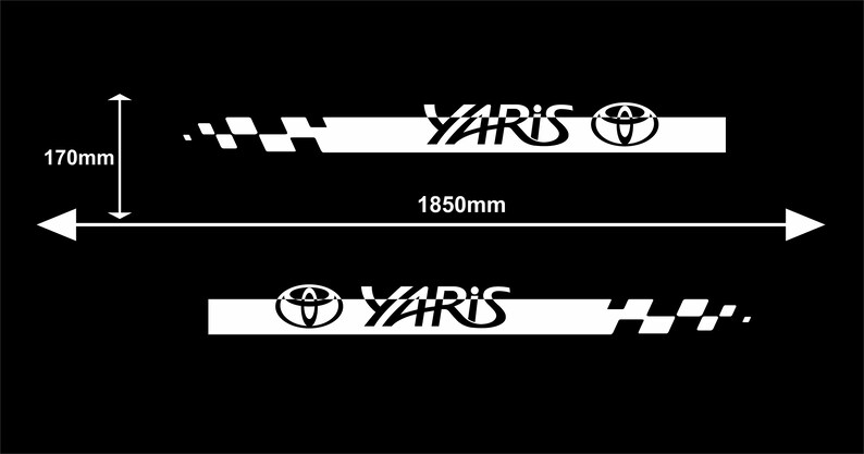 Toyota YARIS - 2pcs Side Stripe Body Decal Vinyl Graphics Sticker Logo ...