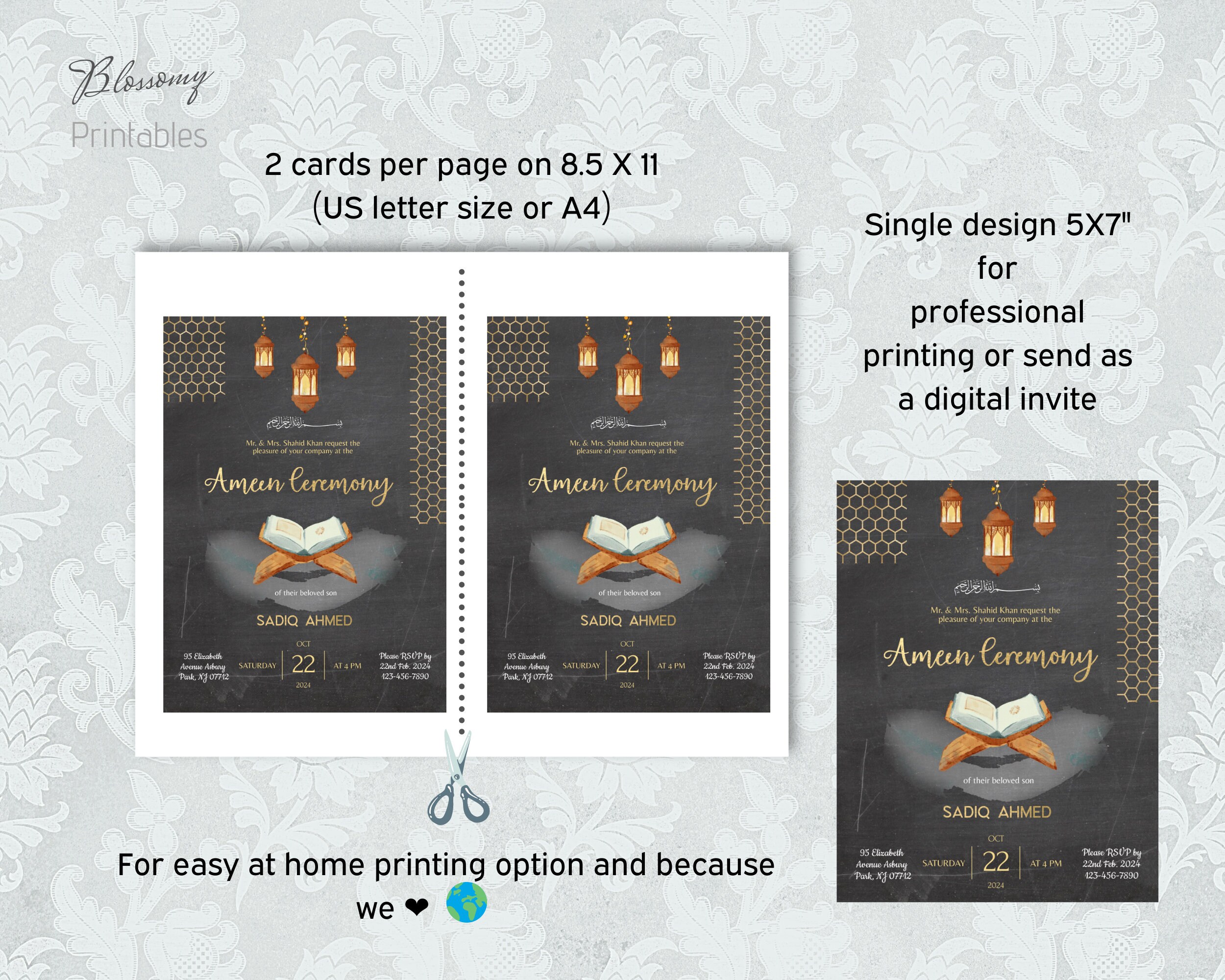 Editable Ameen Invitation, Ameen Card, Amin Invitation, Muslim Amin ...