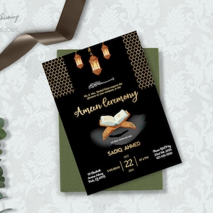 Editable Ameen Invitation, Ameen Card, Amin Invitation, Muslim Amin ...