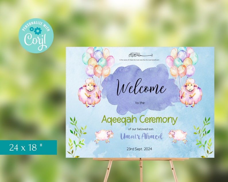 Aqeeqah Welcome Sign Boy, Boy Aqiqah Welcome Sign, Islamic Aqeeqah Sign ...