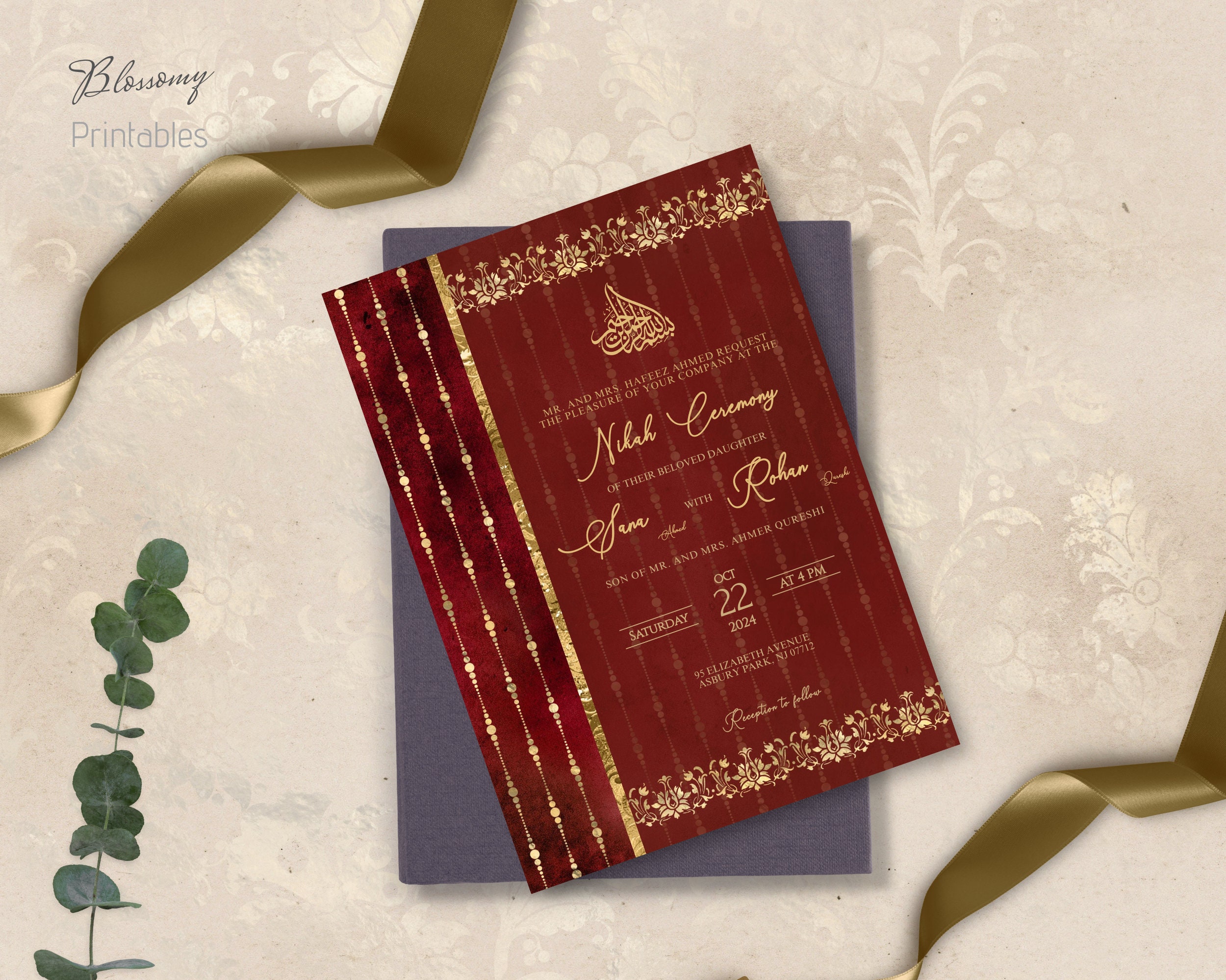 Editable Islamic Wedding Invitation, Baraat Invitation, Islamic Evite ...