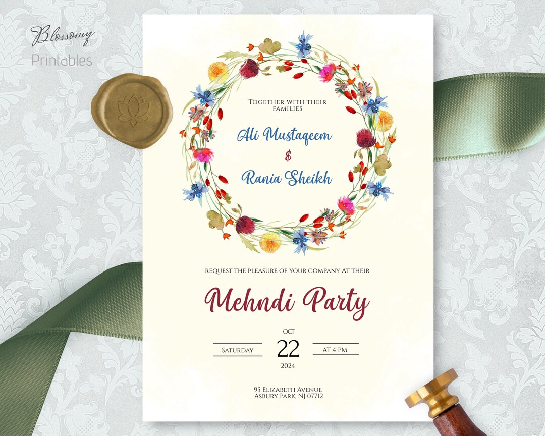 Mehndi Invitation Template, Dholki Invitation, Henna Invite, Haldi ...