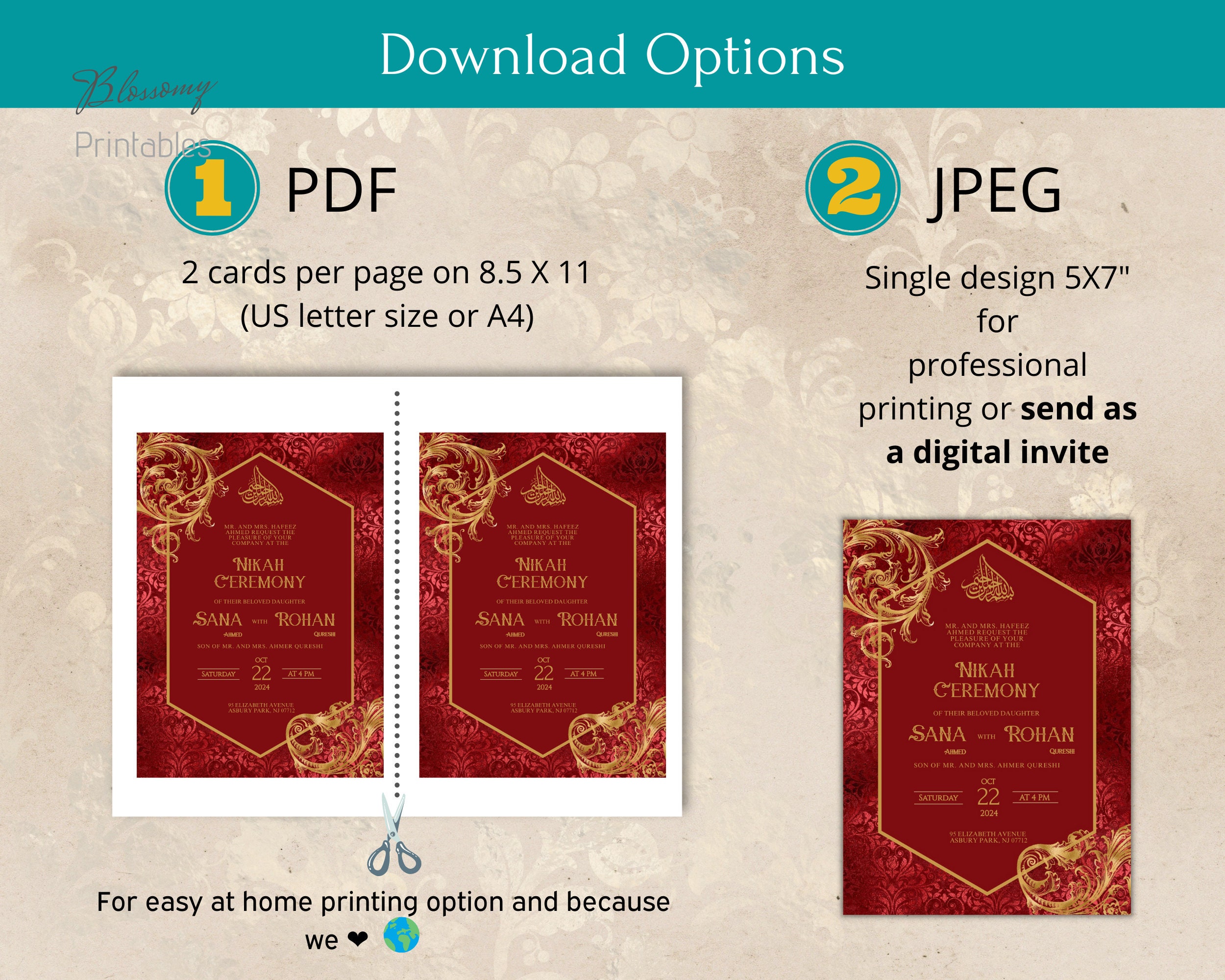 Baraat Invitation, Islamic Wedding Invitation, Walima Invitation ...