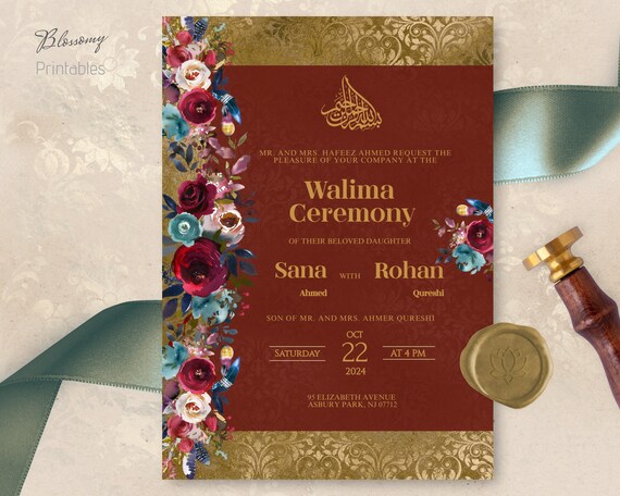 Walima Invitation Editable Islamic Wedding Invite Nikah - Etsy