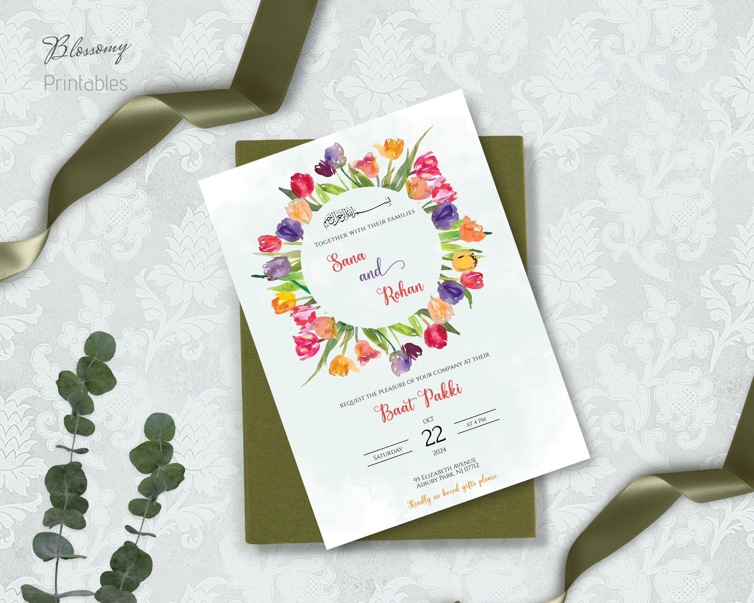 Editable Muslim Engagement Invitation Template, Baat Pakki Invite ...