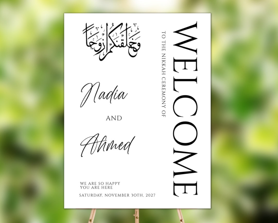 Islamic Wedding Welcome Sign, Muslim Wedding Entrance Sign, Nikah ...