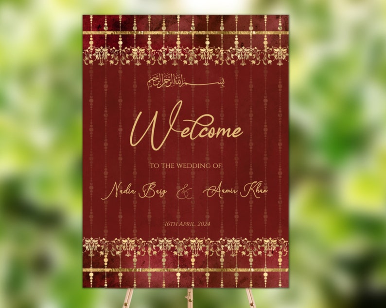 Nikkah Welcome Sign, Muslim Wedding Entrance Sign, Nikah Welcome Sign ...