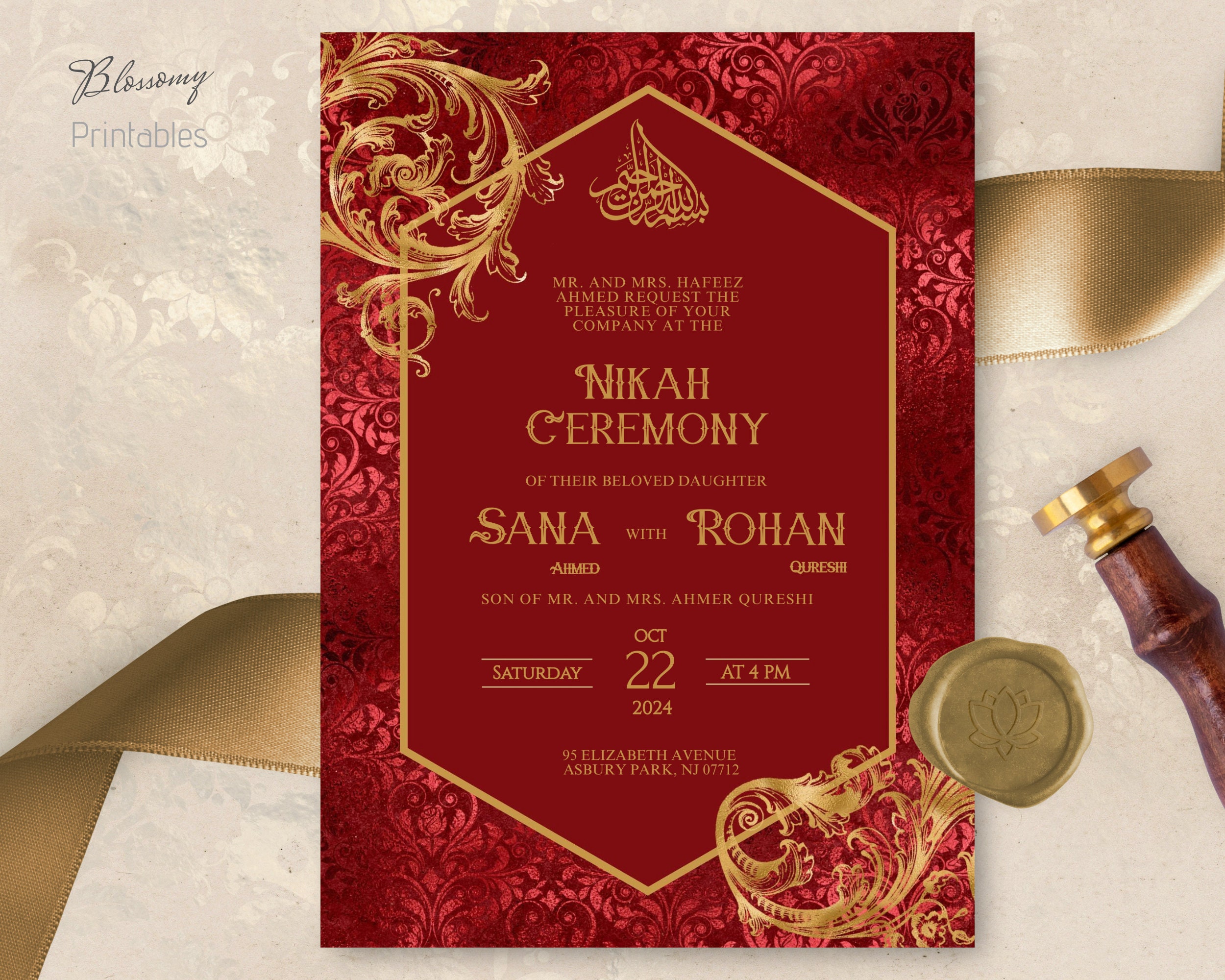 Baraat Invitation, Islamic Wedding Invitation, Walima Invitation ...