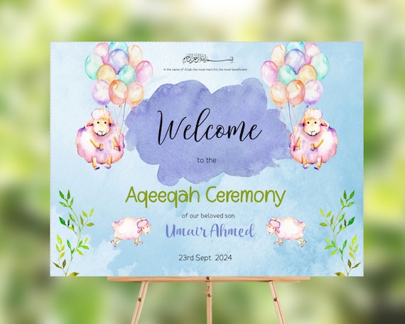 Aqeeqah Welcome Sign Boy Boy Aqiqah Welcome Sign Islamic | Etsy