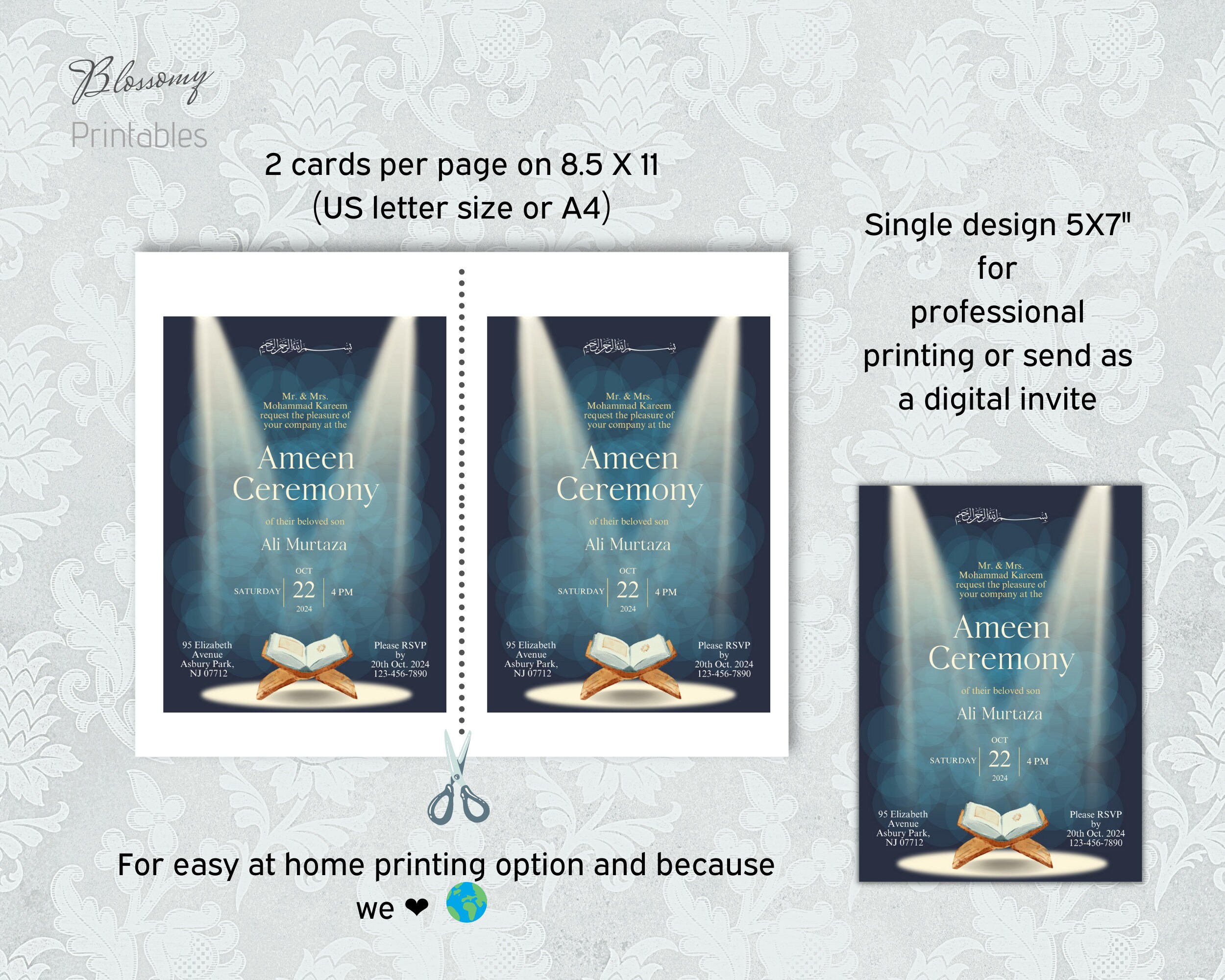 Editable Ameen Invitation, Ameen Card, Amin Invitation, Muslim Amin ...