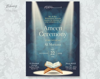 Editable Ameen Invitation, Ameen Card, Amin Invitation, Muslim Amin ...