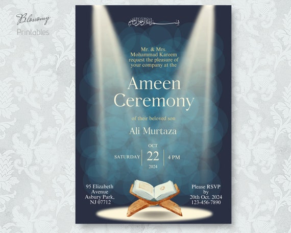 Editable Ameen Invitation Ameen Card Amin Invitation Muslim - Etsy ...