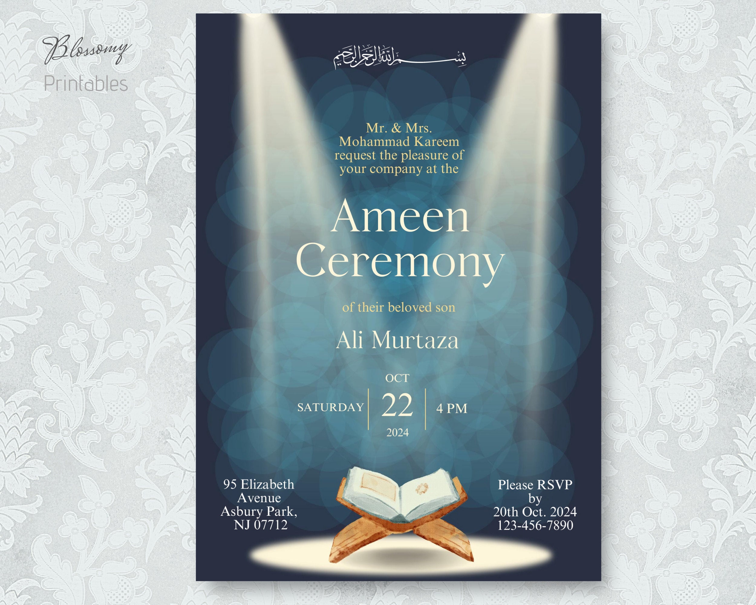 Editable Ameen Invitation, Ameen Card, Amin Invitation, Muslim Amin ...