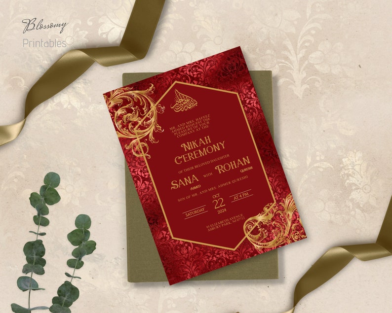 Baraat Invitation, Islamic Wedding Invitation, Walima Invitation ...