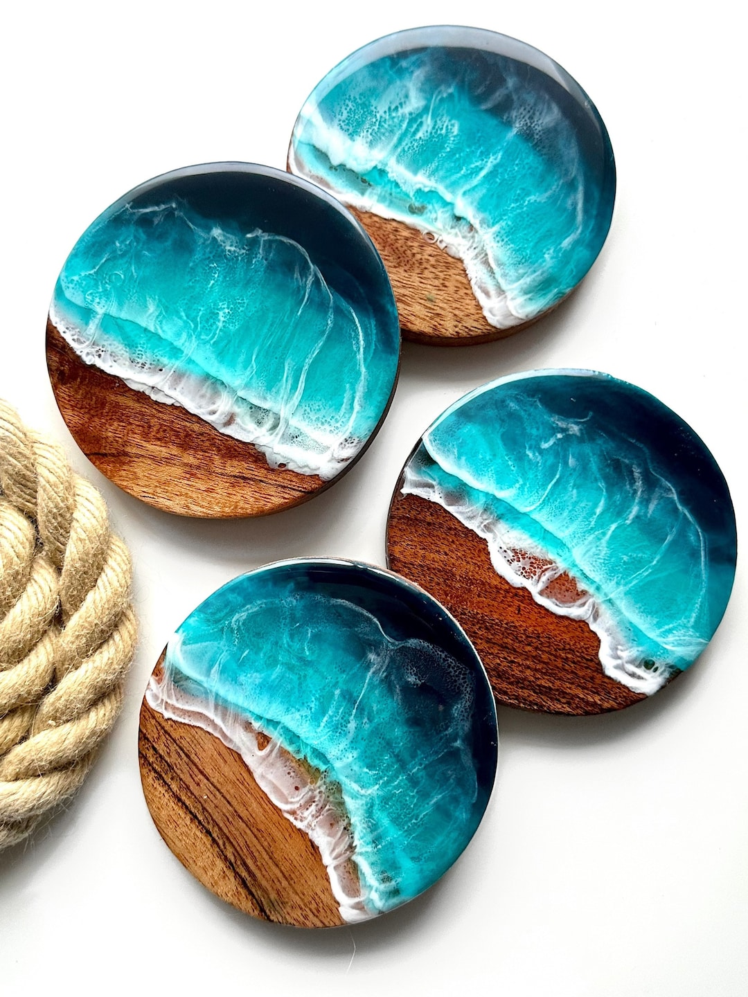 Handy Ocean Series Set aus Holz & Epoxidharz 10cm – Personalisiertes ...