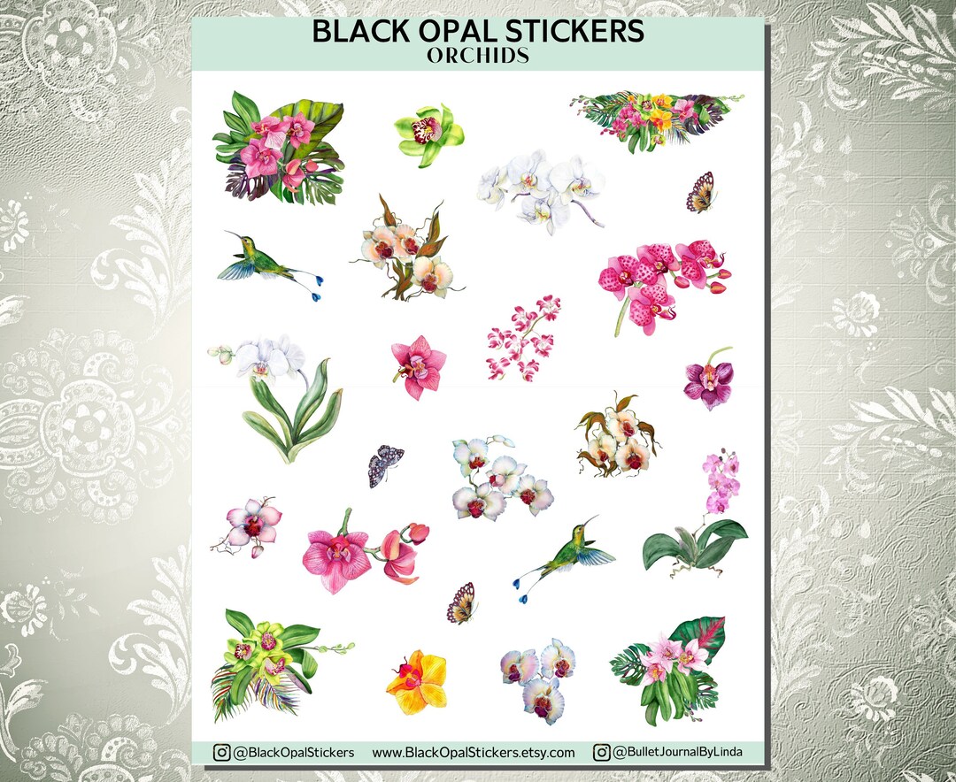 Orchid Stickers for Bullet Journals, Scrapbooking, Cards, Kids, Craft ...